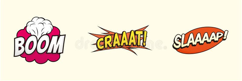 Abstract Comic Sound Effect Set Vector Illustration Stock Vector ...