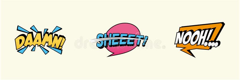 Abstract Comic Sound Effect Set Vector Illustration Stock Vector ...