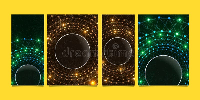 Set of Abstract Communication Technology Web Banner. Abstract ...