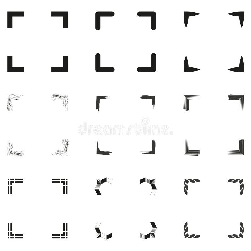 Set of Abstract Corner Frame Designs. Variety of Geometric, Textured ...
