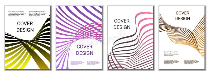 A Set of 4 Abstract Covers. Wavy Parallel Gradient Lines, Ribbons ...