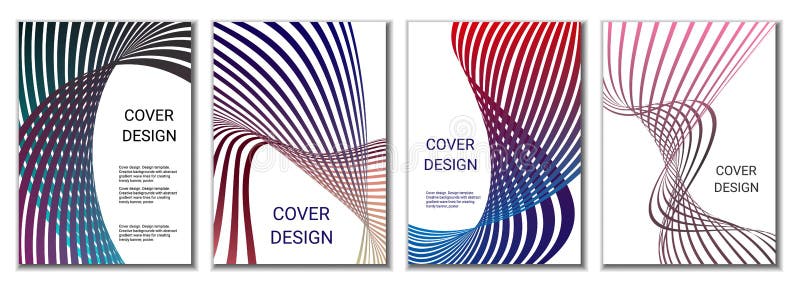 A Set of 4 Abstract Covers. Wavy Parallel Gradient Lines, Ribbons ...