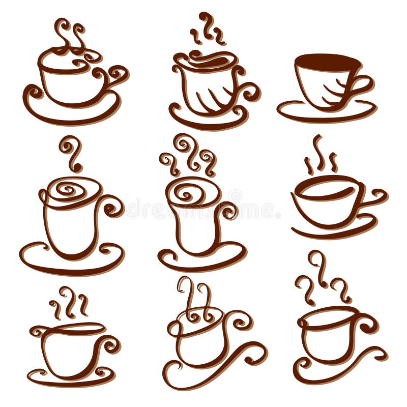 Set of Abstract Cup Illustrations Stock Vector - Illustration of ...