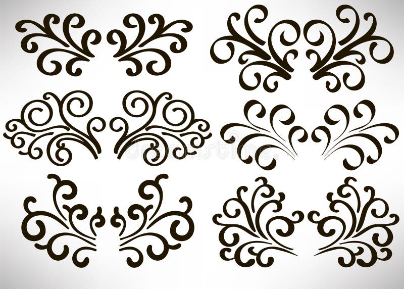 Abstract Curly Element Set for Design, Swirl, Curl. Divider Collection ...