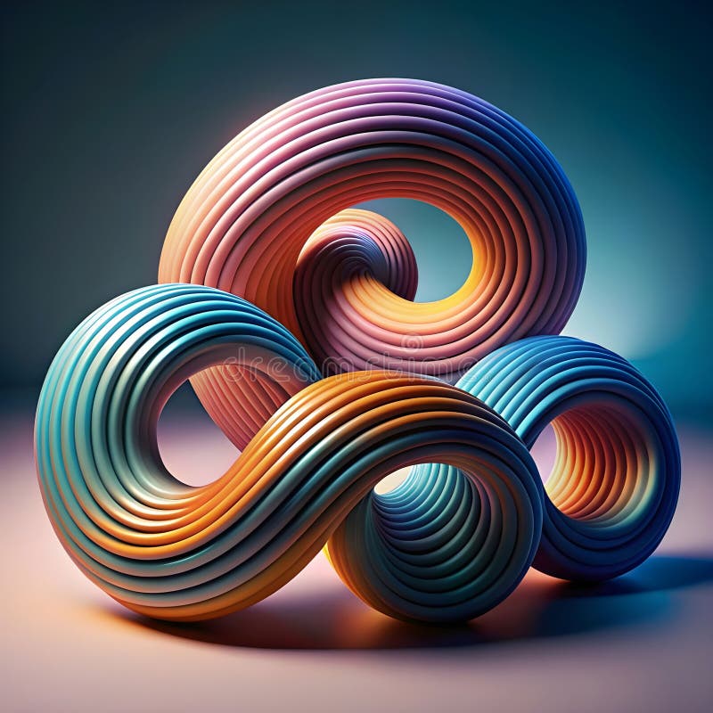 Set of Abstract Curved Lines 3d Render Stock Illustration ...