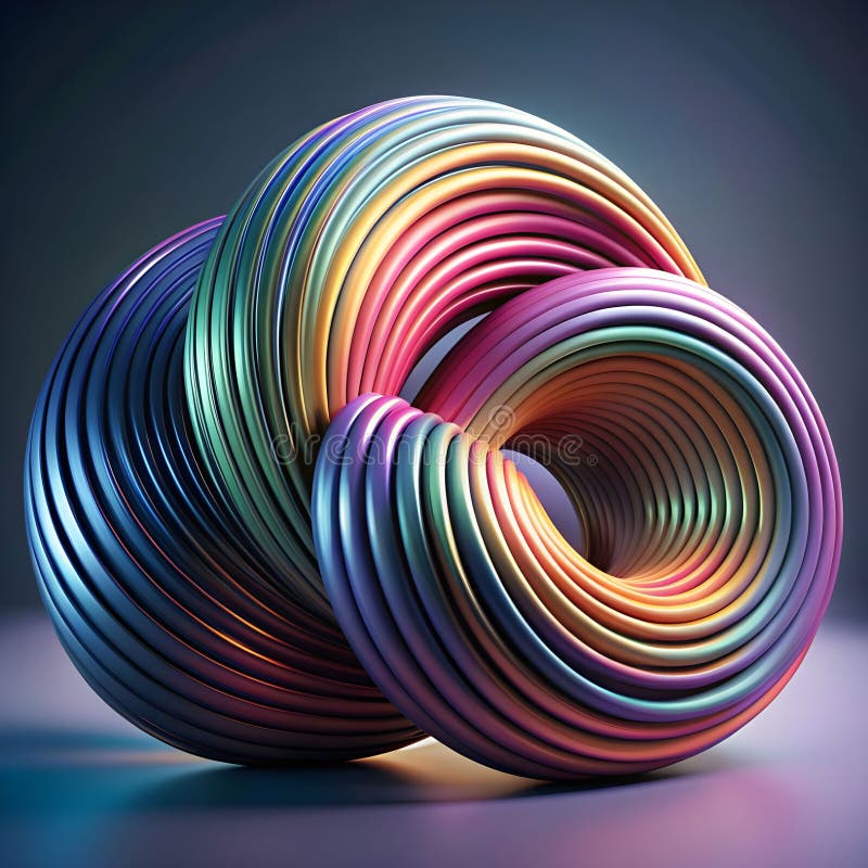 Set of Abstract Curved Lines 3d Render Stock Illustration ...