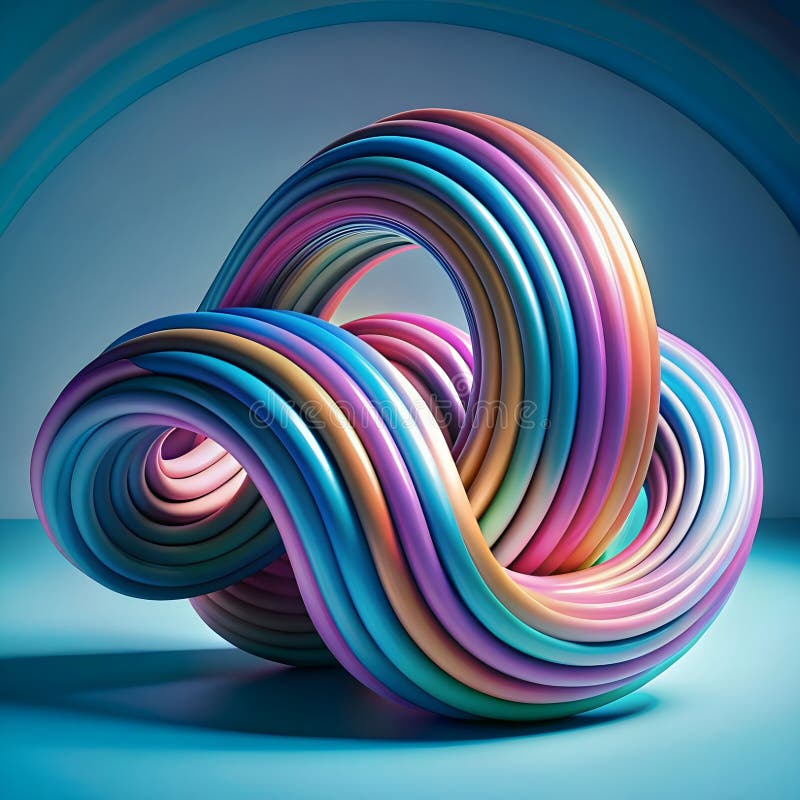 Set of Abstract Curved Lines 3d Render Stock Illustration ...