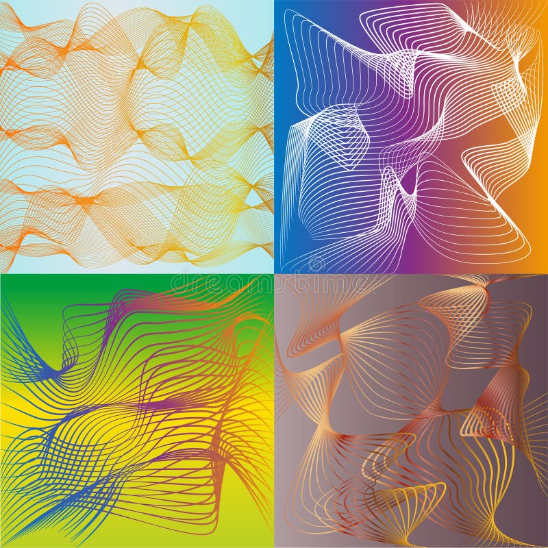 Set of Abstract Curved Patterns Stock Vector - Illustration of fashion ...