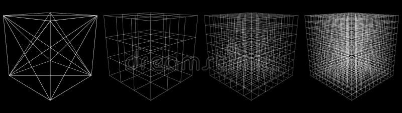 Set of Abstract 3D Cubes of Multiple Lines. Square. Digital Technology ...