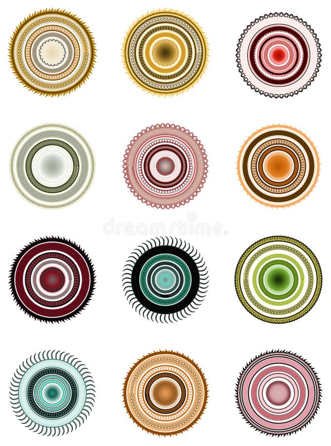 Set of Abstract Dark Colored Jagged Circles Stock Illustration ...