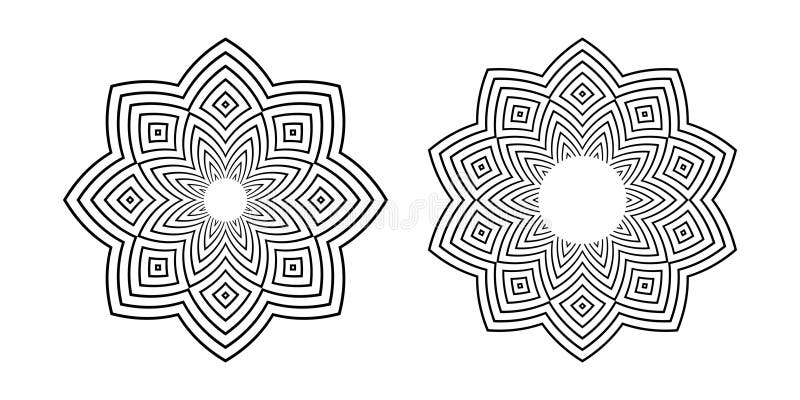 Decorative Geometric Radial Patterns Set Stock Vector - Illustration of ...