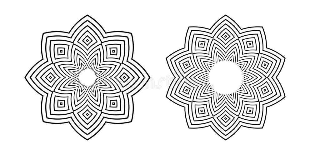 Decorative Geometric Radial Patterns Set Stock Vector - Illustration of ...