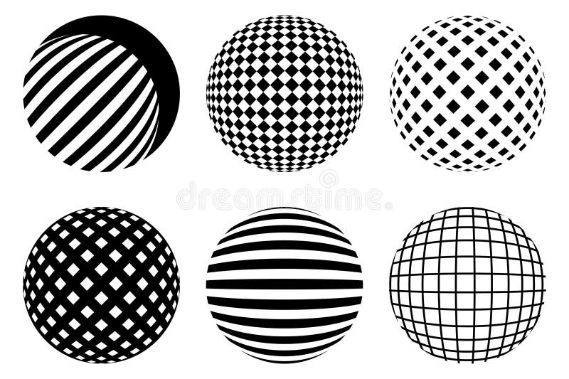 Set of Abstract Decorative Spheres with Geometric Pattern Isolated ...