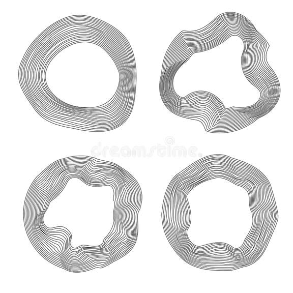 Set of Abstract Deformed Circle Banners. Distorted Contour Stock Vector ...