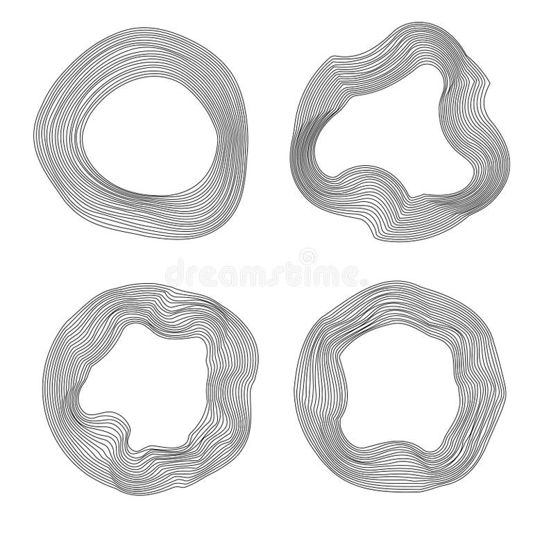 Set of Abstract Deformed Circle Banners. Distorted Contour Stock Vector ...