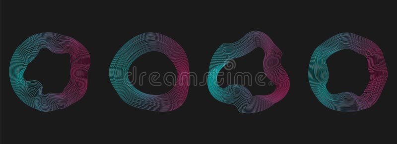 Set of Abstract Deformed Circle Banners. Distorted Contour Stock Vector ...