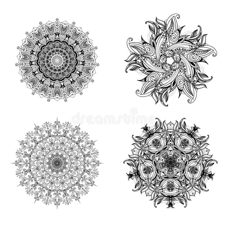 Set of Abstract Design Element. Round Mandalas in Vector. Graphic ...