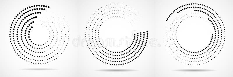 Set of Abstract Dotted Circles. Dots in Circular Form Stock ...