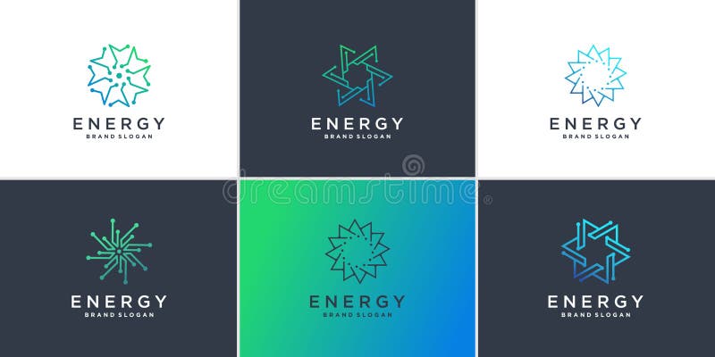 Set of Abstract Energy Logo Premium Vector Stock Vector - Illustration ...