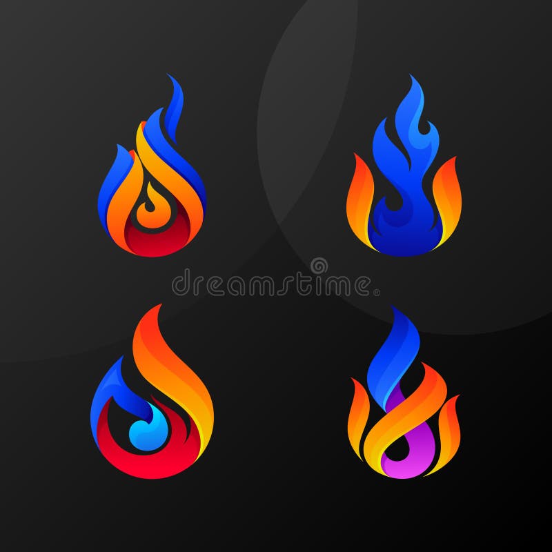Set Abstract Fire Design Illustration, Flame Logos Stock Vector ...