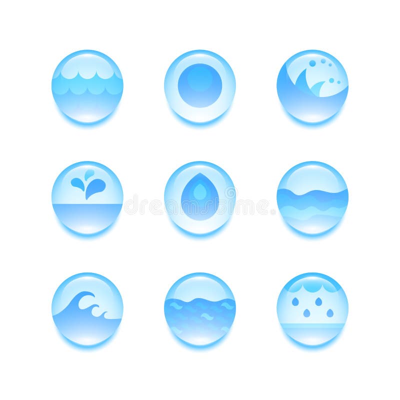 Set of Abstract Flat Water Icons Stock Vector - Illustration of clear ...