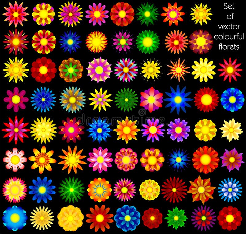 Set of abstract florets stock illustration. Illustration of painting ...