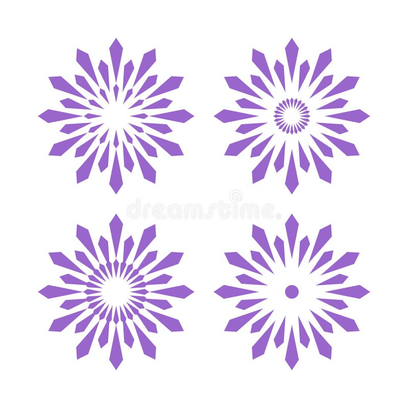 Set of Abstract Flowers Icons. Radial Circle Design Elements Stock ...
