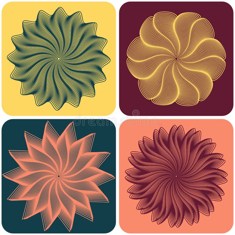 Set of Abstract Flowers. Vector Stock Vector - Illustration of drawn ...