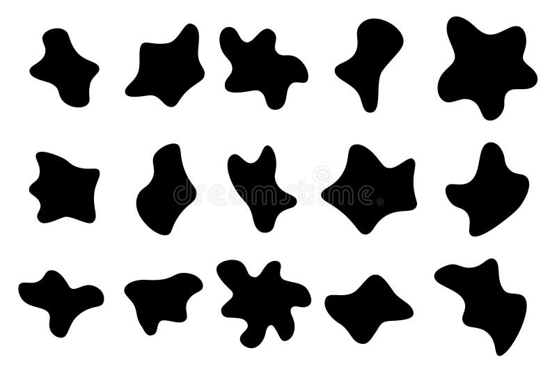 Set of Abstract Fluid Blob Shapes in Black Stock Illustration ...