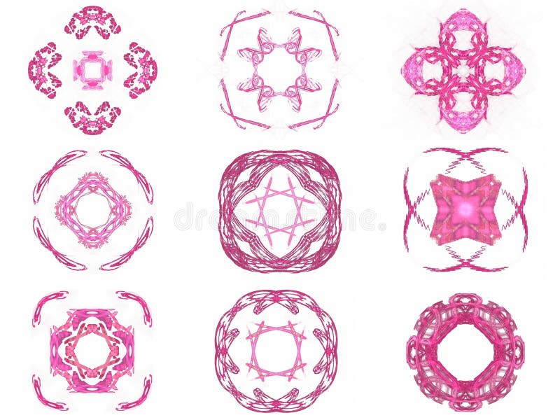 Set of Abstract Fractal Pattern on a White Background Stock ...