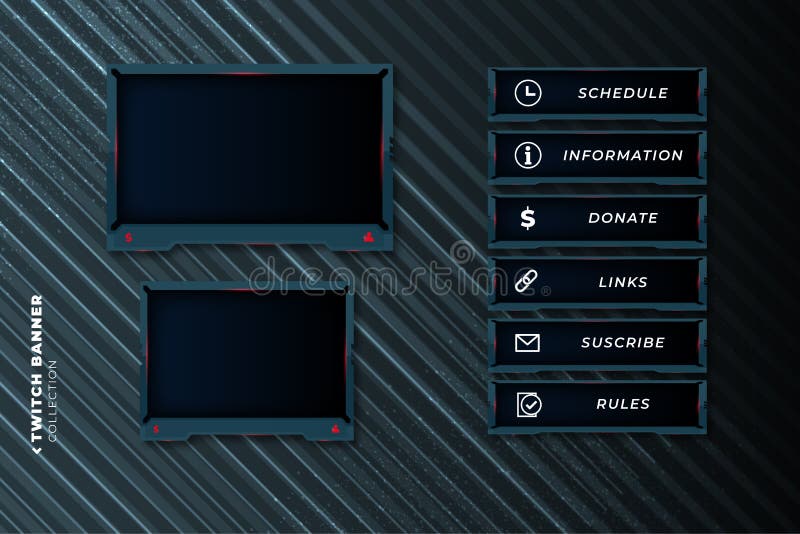 Set Abstract Gaming Panels Twitch Template Design Illustration Stock ...