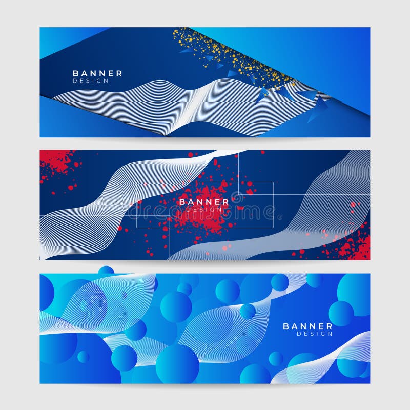 Set of Abstract Geometric Blue Banner Background. Set of Banner ...