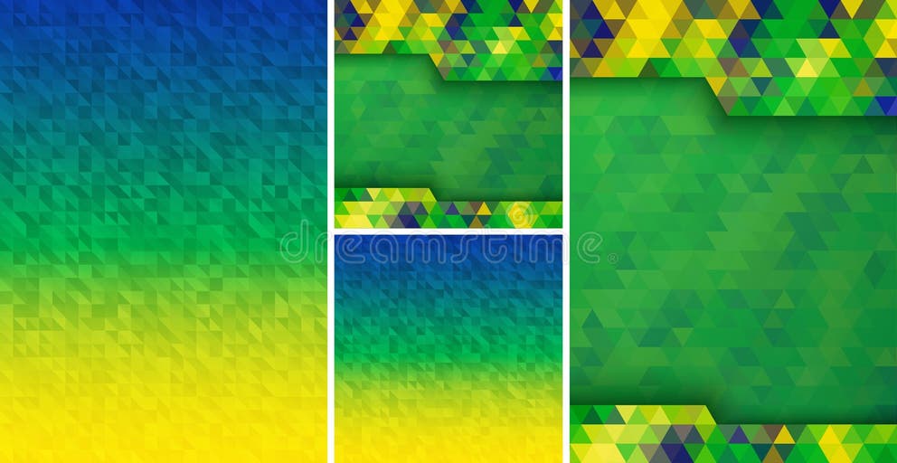 Set of Abstract Geometric Digital Background Using Brazil Flag Colors ...