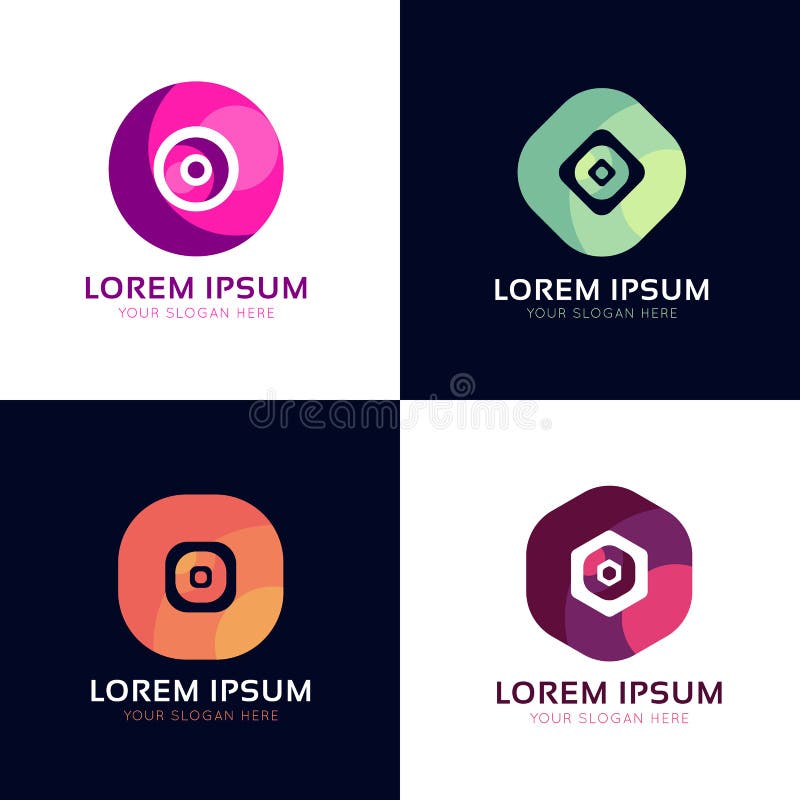 Set of Abstract Geometric Figures. Creative Vector Logo Signs Stock ...