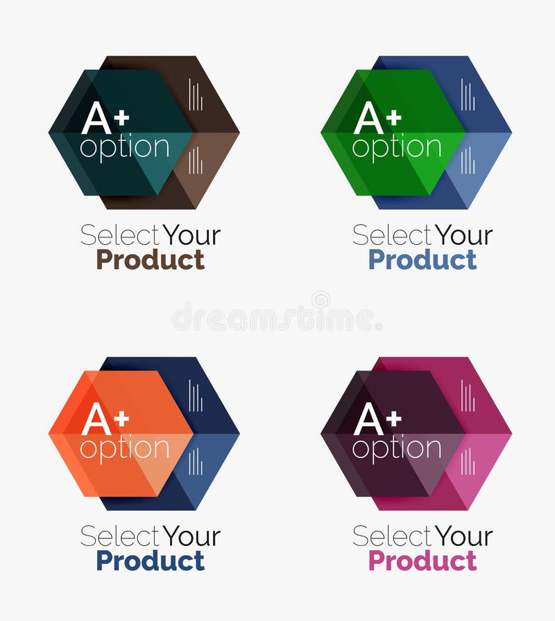 Set of Abstract Geometric Hexagon Design with Options and Text Stock ...