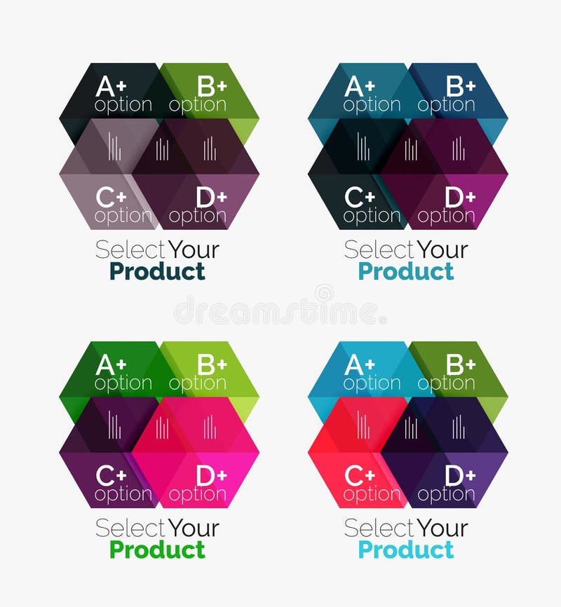 Set of Abstract Geometric Hexagon Design with Options and Text Stock ...