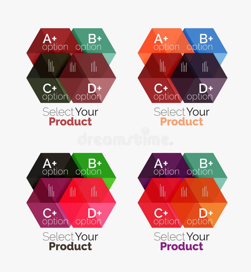 Set of Abstract Geometric Hexagon Design with Options and Text Stock ...