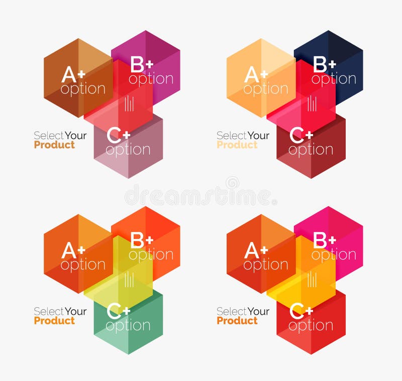 Set of Abstract Geometric Hexagon Design with Options and Text Stock ...