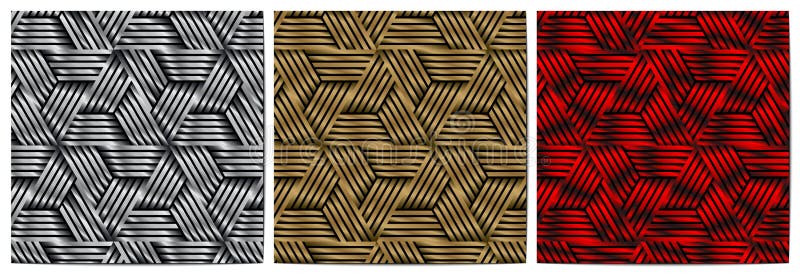 Set of Abstract Geometric Pattern Metal Striped Lines Polygonal Shape ...