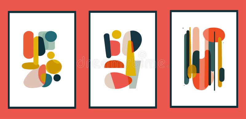 Set of Abstract Geometric Shapes in Trendy Flat Style. Vector ...