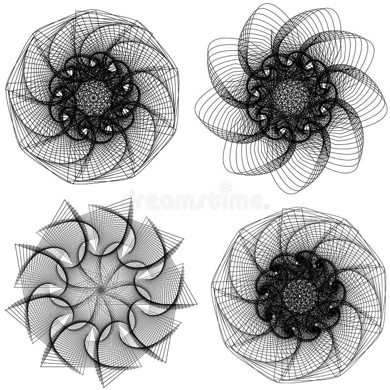 Set of Abstract Geometric Spirograph Background. Vector Illustration ...
