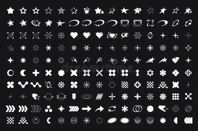 Set of Abstract Geometric Y2k Shapes Trending Retro Futuristic Design ... Set of Abstract Geometric Y2k Shapes Trending Retro Futuristic Design ...