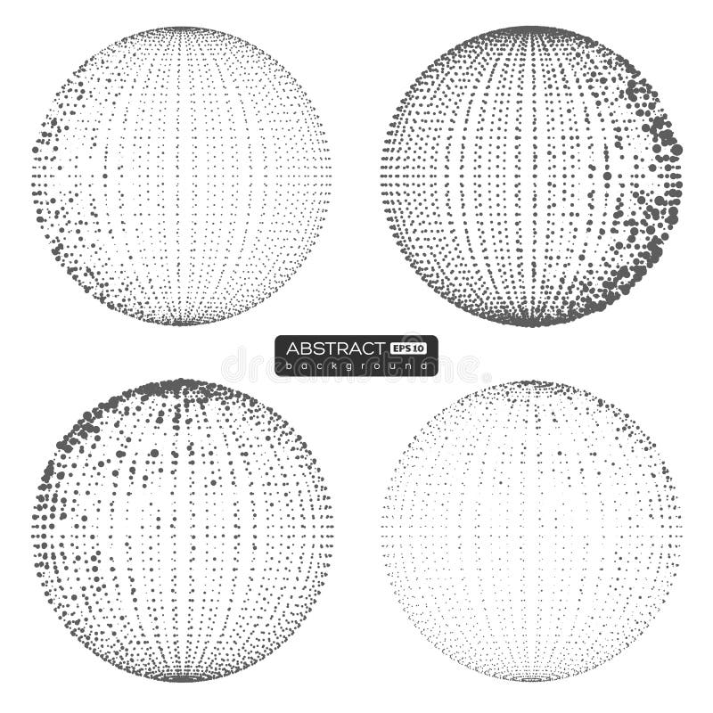 Abstract Globe Dotted Sphere, 3d Halftone Dot Effect. White Colo Stock ...