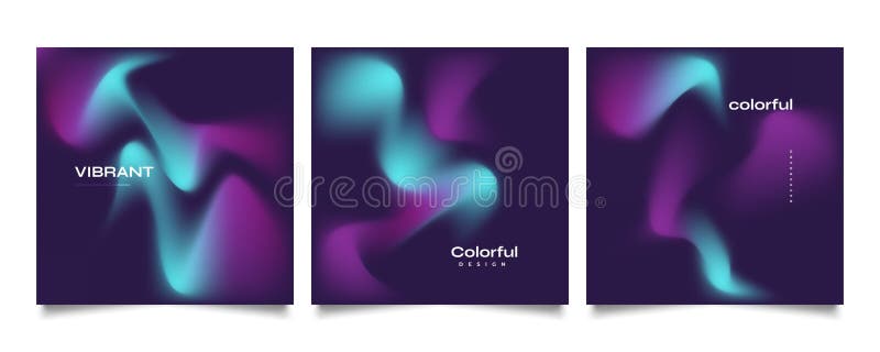 Set of Abstract Gradient Cover or Poster Design. Blurred Fluid ...