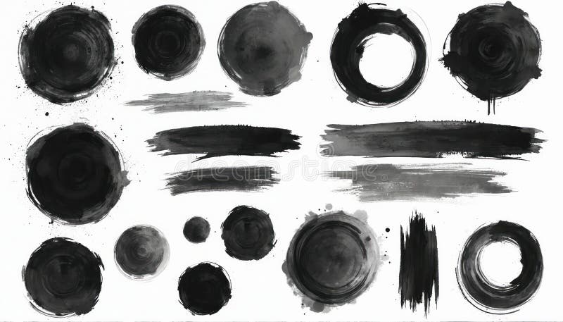 Set of Abstract Grunge Visual Design Elements Featuring Hand-drawn ...