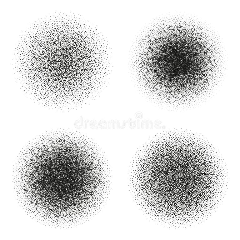 Set of Abstract Halftone Design Elements. Circle Halftone Dots Frame. Round Black Textured ...