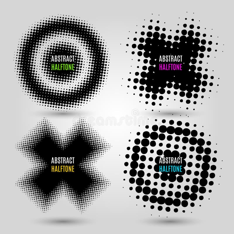 Set with Abstract Halftone Design Elements Stock Vector - Illustration ...