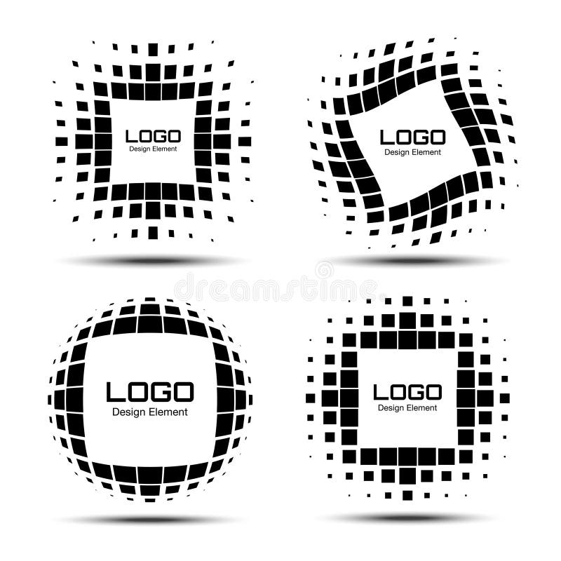 Set of Abstract Halftone Design Elements Stock Vector - Illustration of ...