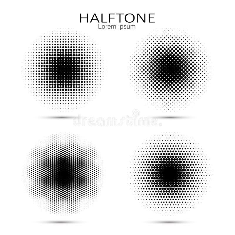 Set of Abstract Halftone. Vector Halftone Circles. Abstract Dots ...