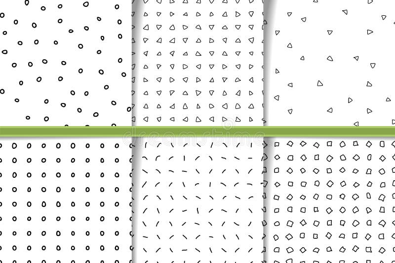 Set of Abstract Hand Drawn Monocolor Seamless Patterns Stock Vector ...